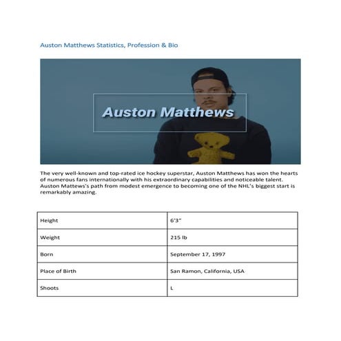 Auston Matthews Stats Career and Bio.pdf