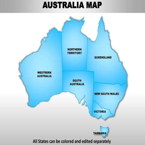 Australia editable continent map with countries | PPTX