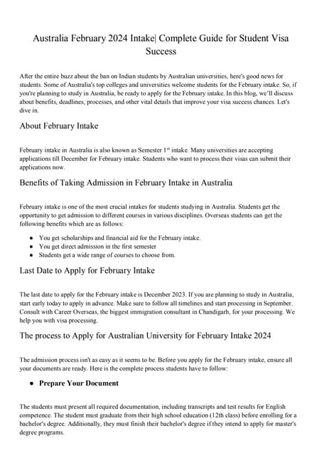 The Ultimate Guide to Intake in Australia for International Students | PPT