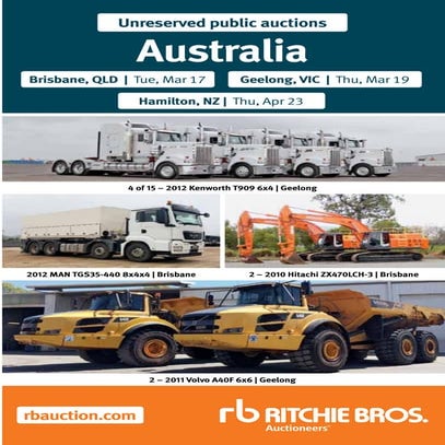 Ritchie Bros. Auctioneers - Upcoming Australia & New Zealand Unreserved ...