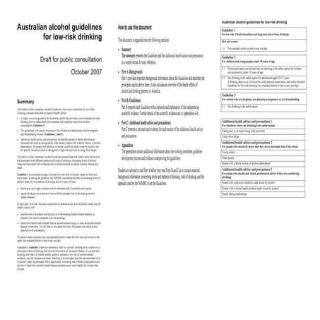 Australian Alcohol Guidelines For Low Risk Drinking Ppt