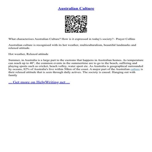 Australian Culture | PDF