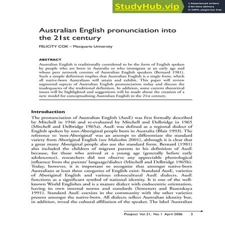 Australian English vs. Standard British English | PDF