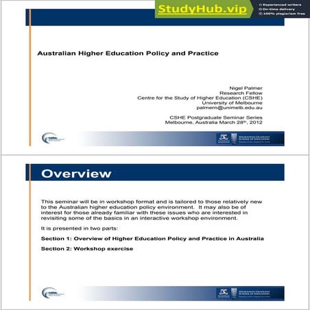 Australian Higher Education Policy And Practice | PDF