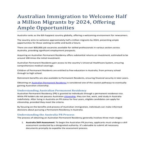 Australian Immigration to Welcome Half a Million Migrants by 2024 ...