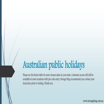 Australian public holidays | PPTX