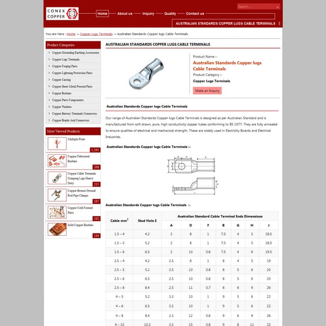 Australian standards copper lugs cable terminals | PDF