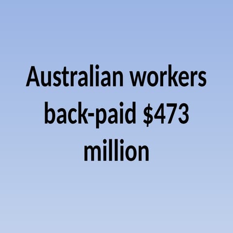 Australian workers back-paid $473 million | PPTX