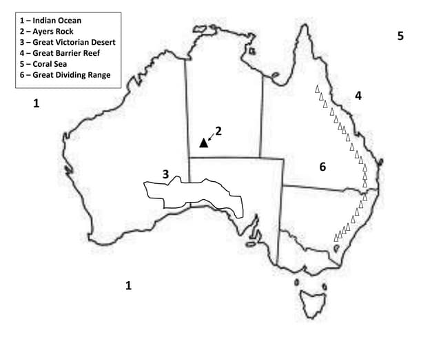 Physical map of australia