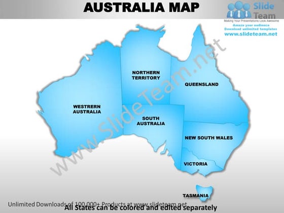 Free editable map of Australia | PPT