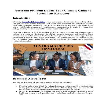 Australia PR from Dubai: Your Ultimate Guide to Permanent Residency | PDF