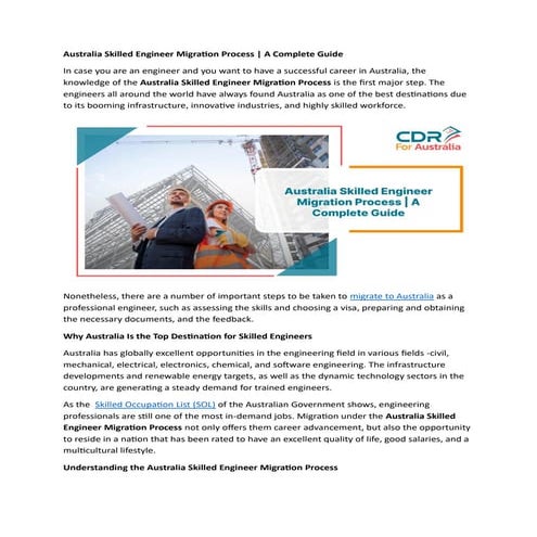 Australia Skilled Engineer Migration Process | PDF