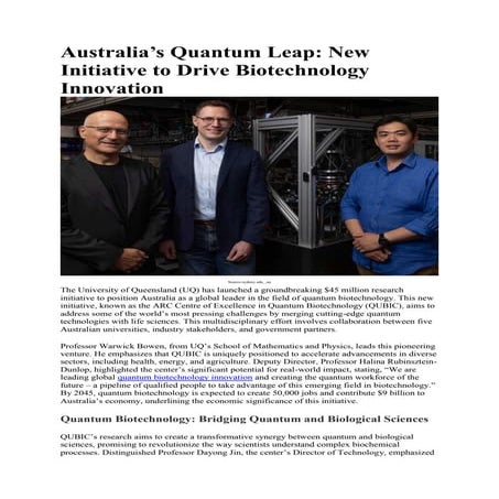 Australia's Quantum Leap New Initiative to Drive Biotechnology ...
