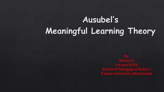 Ausubel's Subsumption Theory | PPT | Education