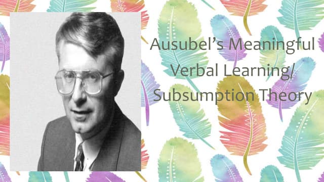 Ausubel's Subsumption Theory | PPT
