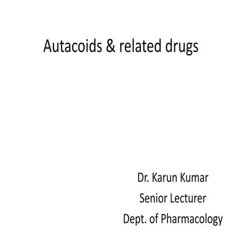 Introduction to autacoids and classification | PDF