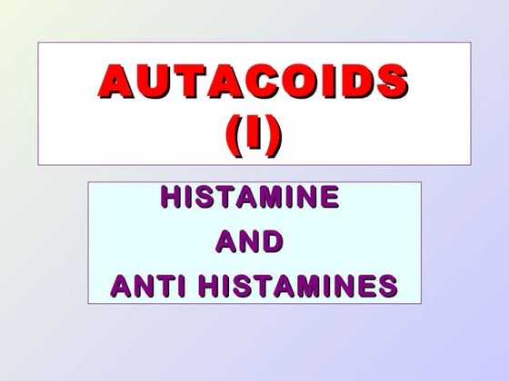 Antihistamines - Pharmacology | PDF