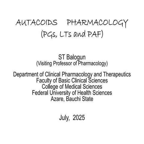 Autacoids_Introduction, PGs, LTs and PAF_July 2025.pdf