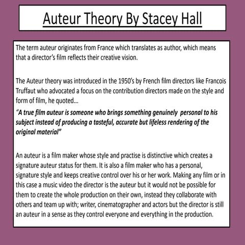 Auteur theory | PPTX