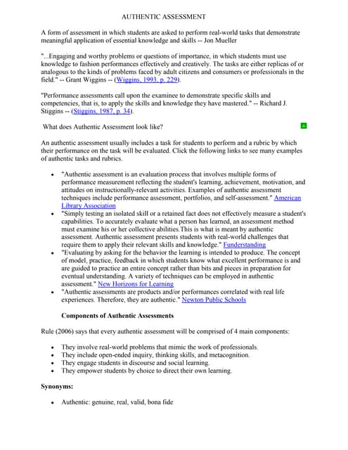 Authentic Assessments Methods In Mathppt