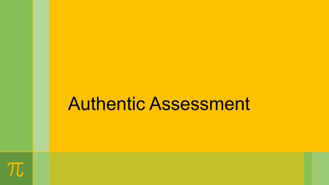 Authentic Assessment | PPT