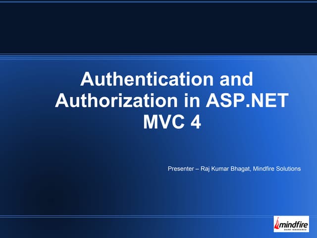 Authentication & Authorization in ASPdotNet MVC | PPT Authentication & Authorization in ASPdotNet MVC | PPT