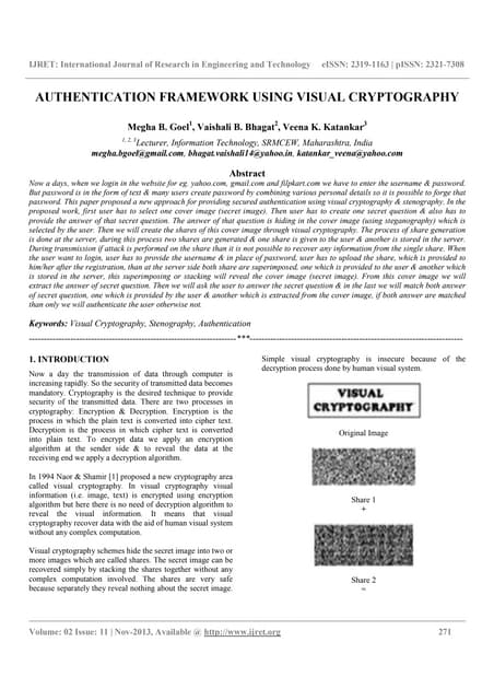 Authentication Framework Using Visual Cryptography Pdf Free Download