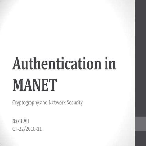 Authentication In Manet Ppt 3240