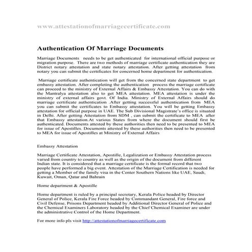 Authentication of marriage certificate | PDF