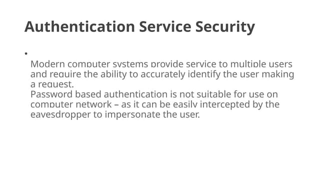 Authentication Service Security In Cyberspace Ppt