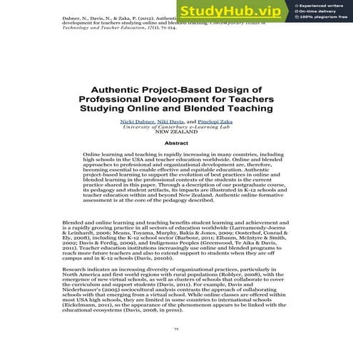 Authentic Project-Based Design Of Professional Development For Teachers ...