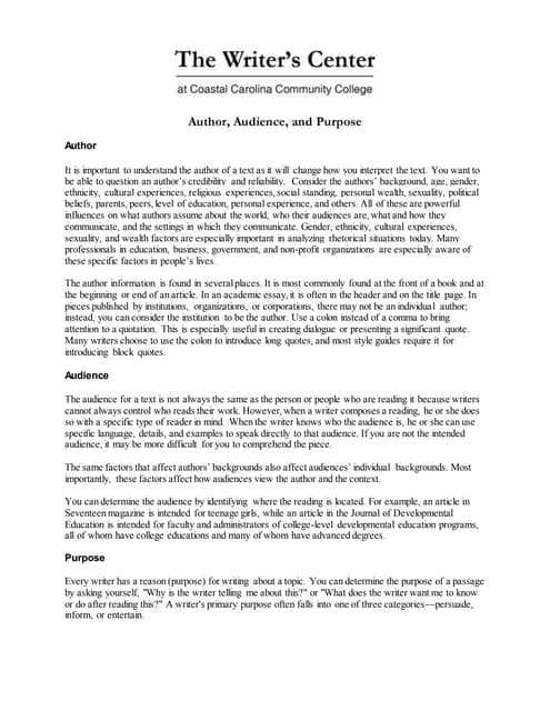 Purpose, audience, tone, and content | PPTX