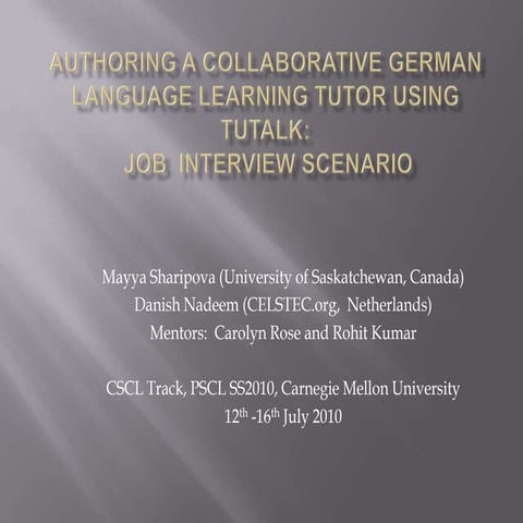Authoring a german language learning tutor using tu talk | PPTX