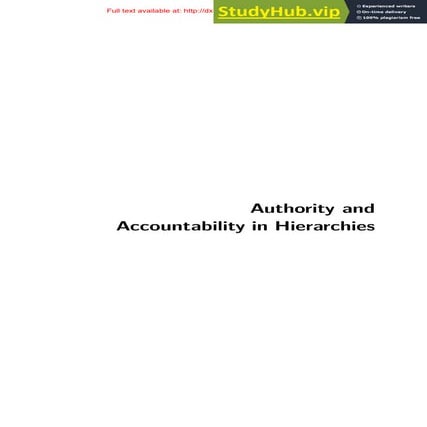 Authority And Accountability In Hierarchies | PDF