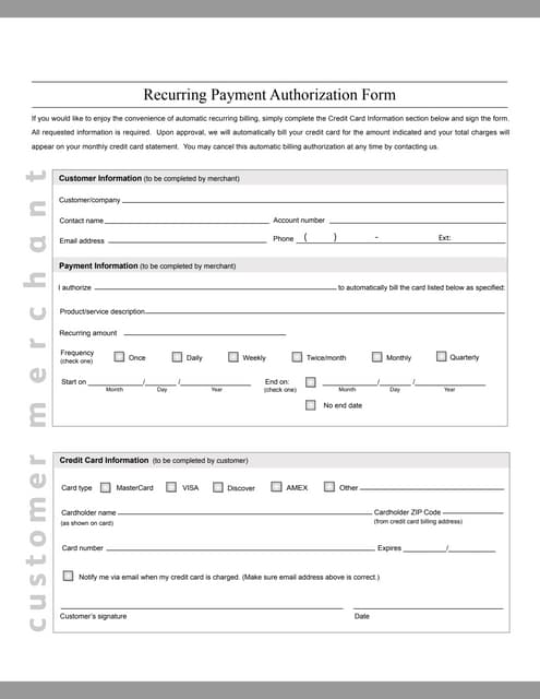 Recurring ACH authorization form | PDF