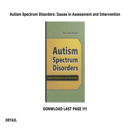 Autism Spectrum Disorders: Issues in Assessment and Intervention | PDF