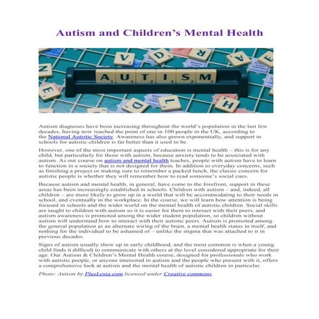 Autism and children's mental health | PDF