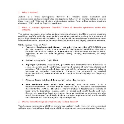 Autism answer for lv | DOC | Parenting Babies and Toddlers | Parenting