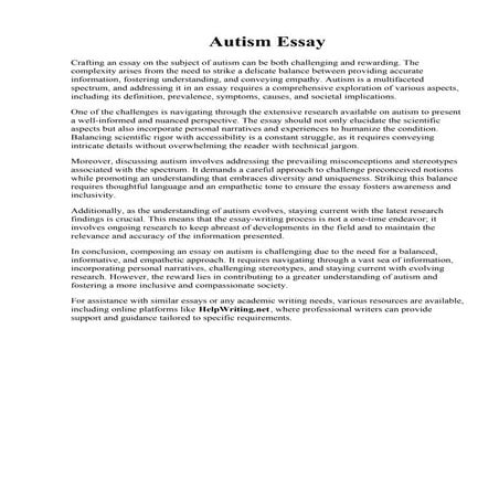 Autism Essay | PDF