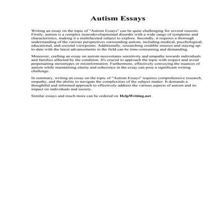 Autism Essays. Central Carolina Community College | PDF | Brain and ...