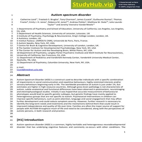 Autism Spectrum Disorder | PDF | Brain and Nervous System Disorders ...