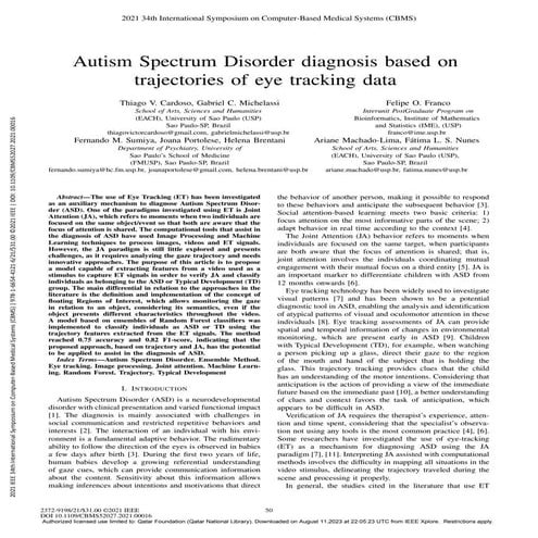 Autism Spectrum Disorder diagnosis based on trajectories of eye tracking data | PDF