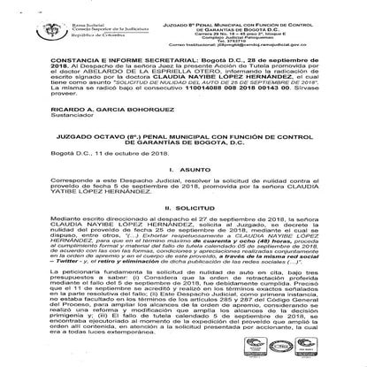 CLAUDIA A RETRACTARSE POR CALUMNIAS CONTRA DE LA ESPRIELLA | PDF