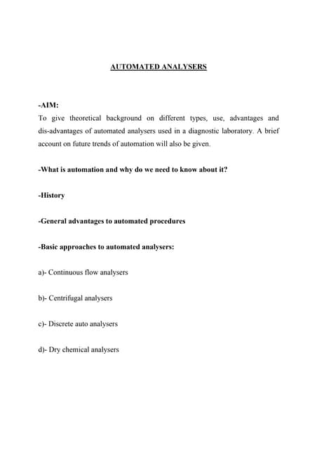 Auto analyser | PPTX | Chemistry | Science