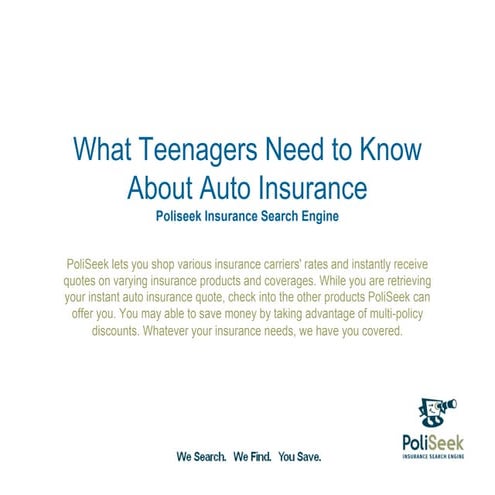 Auto Insurance For Teenagers | PDF