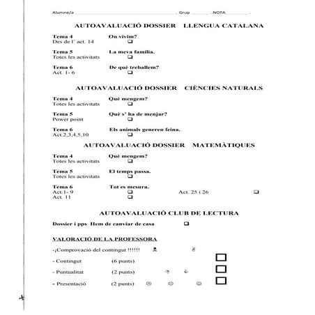 Autoavaluació Dossier Acollida 1r | DOC