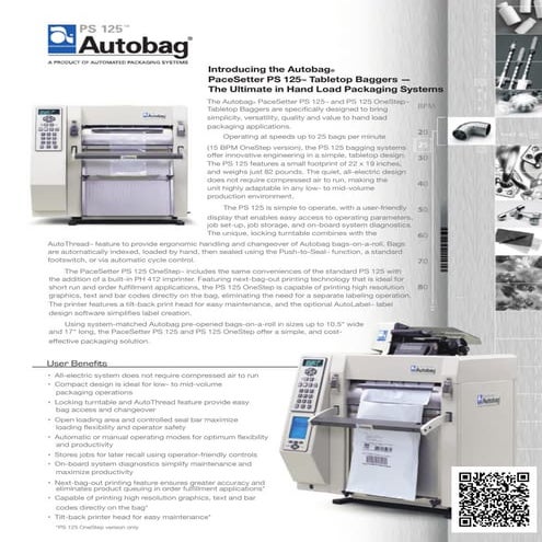 Autobag Pace Setter PS125 | PDF