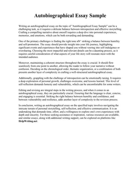 Autobiography Essay Format | PDF