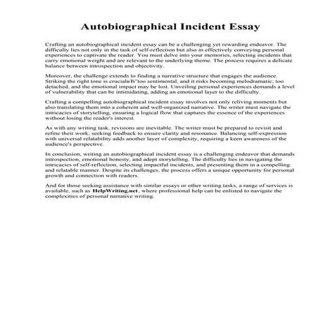 Autobiographical Incident Essay.pdf | Books and Literature