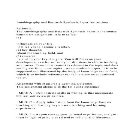 Autobiography and Research Synthesis Paper InstructionsRatio.docx